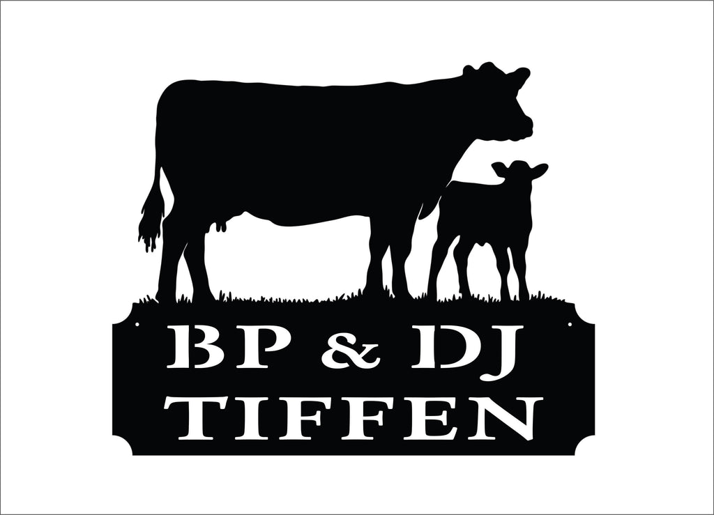 Cow & Calf And Custom Text – White Fire - Metal Craft, Signwriting ...